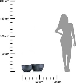 PLASTOVÝ KVĚTINÁČ STRIPPED ECO SADA 2KS 16X30 CM+15X24 CM ANTRACITOVÁ