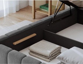 Šedá čalouněná dvoulůžková postel s úložným prostorem s roštem 180x200 cm Lamica – ELTAP