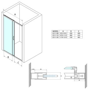 GELCO s.r.o. Sprchové dveře posuvné 100 GELCO SIGMA SIMPLY BLACK, sklo ČIRÉ, 1000 mm GS1110B