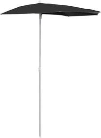 Zahradní půlkruhový slunečník s tyčí 180 x 90 cm černý 315565