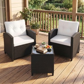 Costway 3 PCS. Ratanová sada Gartenmöbel inkl. 2 Sessel a 1 Beistelltisch – bílý