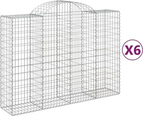 Klenuté gabionové koše 6 ks 200x50x140/160cm pozinkované železo 3146366