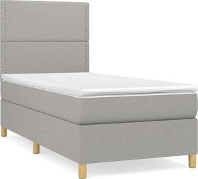 Box spring postel s matrací světle šedá 90x200 cm textil 3142225