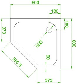 BPS-koupelny Pětiúhelníkový sprchový kout HYD-PK07A 80x80 cm černá/transparent + vanička HYD-PSV-ST07A bílá