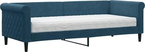 Válenda s matrací modrá 80 x 200 cm samet 3197739