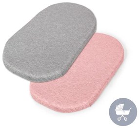 CEBA Prostěradlo do kočárku 73-80x30-37 cm 2 ks Light Grey+Pink