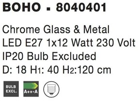 Nova Luce Závěsné svítidlo BOHO chromové sklo a kov E27 1x40W