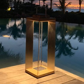 Solární lucerna Teckinox LED, teak/ocel, 65,5 cm