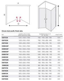 Mereo Lima sprchový kout obdélník 90x120x190 cm sklo Point ALU chrom CK88522K