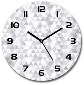 Wallmuralia Skleněné hodiny na stěnu Šedé trojúhelníky fi 30 cm