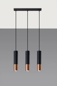 Závěsné svítidlo SOLLUX Loopez 3L GU10 3x40W bez zdroje ocel černá/měděná SL.0948