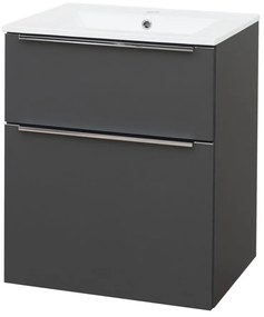 Mereo Mereo, Mailo, koupelnová skříňka s keramickým umyvadlem 61 cm, bílá, dub, antracit, CN530