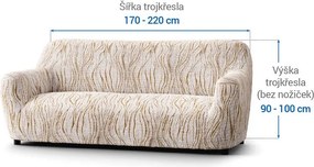 Bielastické potahy UNIVERSO NOVÉ žíhané béžové trojkřeslo (š. 170 - 220 cm)
