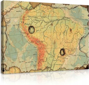 Obraz 80x60 Stará mapa vintage cestování Jižní Amerika geografie