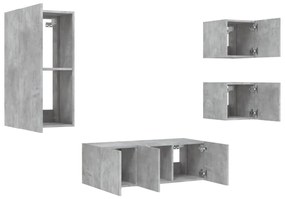 5dílná obývací stěna s LED betonově šedá kompozitní dřevo - Default Title