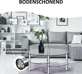 Costway 3 Rovný skleněný stůl s moderním oválným designem třípatrové police