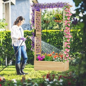Costway Raised bed with trellis a amp; závěsná střecha, truhlík na rostliny