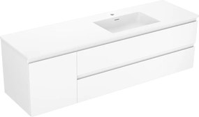 Mexen Orio, koupelnová skříňka 160 cm s pravým umyvadlem Otis, 2S, 1D, bílá matná, 91A13-16047-3-BBFFF01-W18P01