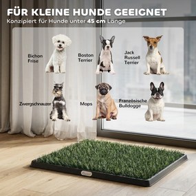 Záchod pro psy 63 x 50,5 cm Záchod pro psy se 2 umělými trávníky omyvatelný Záchod pro psy na balkon doma Černá+Zelená
