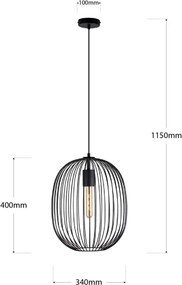 Lustr na lanku OVELLA 1xE27/15W/230V pr. 34 cm černá