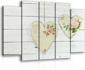 Obraz 150x100 modulární triptych srdce růže shabby chic vintage dekorace