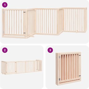 Zábrana pro psy s dvířky skládací 6 panelů 480 cm topol 3155669