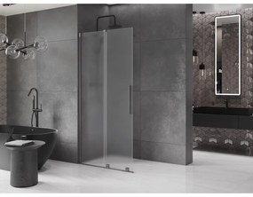 Mexen Velar, sprchová zástěna s posuvnými dveřmi Walk-in 85 x 200 cm, 8mm sklo námraza, grafit broušený, 871-085-000-33-66