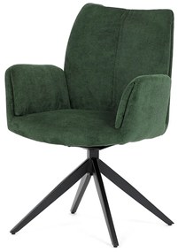 Židle jídelní, zelená látka, otočný mechanismus 180°, černý kov - HC-993 GRN2