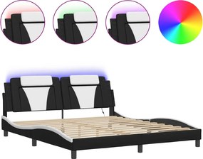 Rám postele Viana s LED bez matrace černý a bílý 180x200 cm 3214041