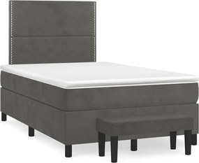 Box Spring Postel S Matrací Samet Tmavě Šedá Hladké s hřebíky 120 x 190 c