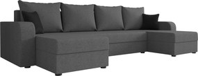 Rozkládací sedací souprava do U VALERIO 305x140 cm, tmavě šedá