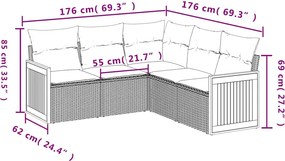 5dílná zahradní sedací souprava s poduškami černá polyratan 3227637