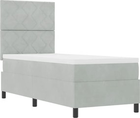 Postel s boxspringem s čelo Světle šedá 80 x 200 cm samet 3339860