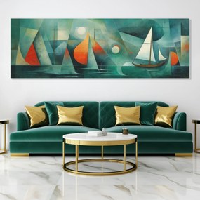 Obraz na plátně - Plachetnice na klidném moři, abstrakce FeelHappy.cz Velikost obrazu: 120 x 40 cm