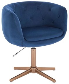 LuxuryForm DESIGN Otočné křeslo MONTANA VELUR na zlatém kříži - modré