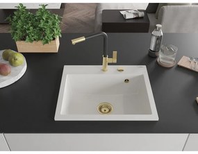 Mexen Oscar, 1-komorový granitový dřez 580x490x205 mm, bílá, 6519581000-20-G