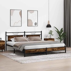 Kovový rám postele bez matrace kouřový dub 193 x 203 cm 3325111