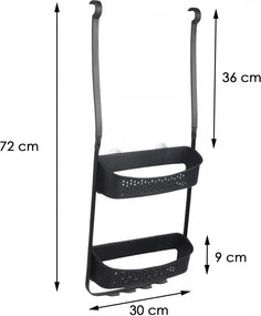 Erga Wiki, koupelnový koš, závěsný organizér 30x72 cm s přísavkami, černá matná, ERG-YKA-CH.WIKI-BLK