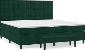 Box spring postel s matrací tmavě zelená 200x200 cm samet 3138106
