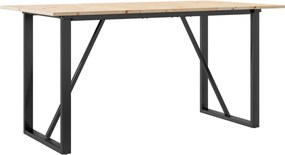 Jídelní stůl s O rámem 160 x 80 x 75 cm borové dřevo a ocel 3282677