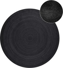 Černý oboustranný/ručně tkaný jutový kulatý koberec ø 200 cm Braided – Hanse Home