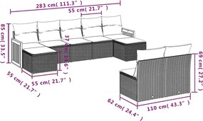 9dílná zahradní sedací souprava s polštáři černá polyratan 3228052