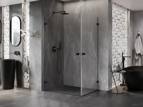 Mexen Lunar-B Duo výklopný sprchový kout 100 x 90 cm, čiré sklo, černá matná, 832-100L-090P-70-00