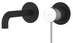 Sapho Sapho, ULTRASAN 2-prvková podomítková umyvadlová baterie, hubice 16cm, černá mat/chrom, UT118VBC