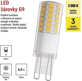 EMOS LED žárovka 4,3W G9 ZQ9D32