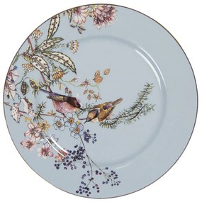 Modrý dezertní talířek s ptáčky Vivi - Ø 20*2 cm