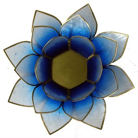 Milujeme Kameny Svícen – lotosový květ – modro-bílý – velký