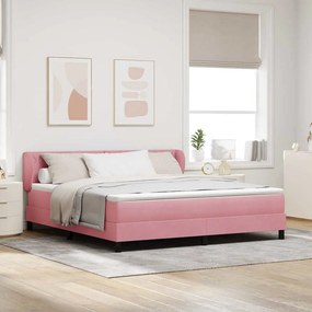 Postel s boxspringem s čelo Růžová 180 x 200 cm samet 3340459
