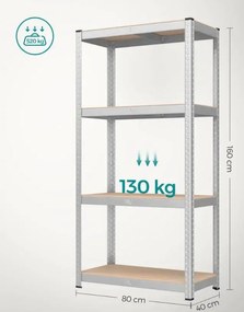 Sada regálů Regmet 2 ks 160 cm hnědá/stříbrná