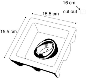 Zapuštěné bodové světlo bílé 15 cm čtvercové naklápěcí - Gypsy Stucco